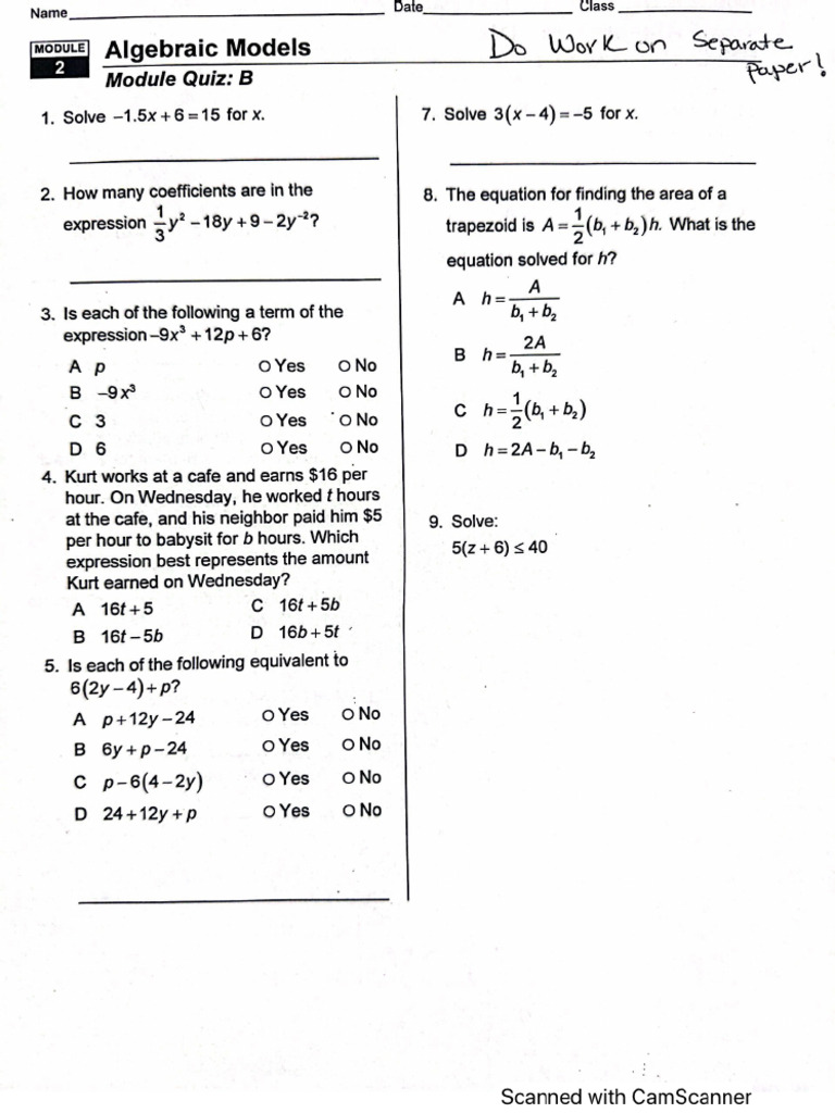 Algebraic Models | PDF