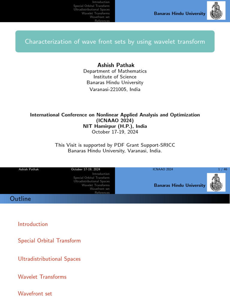 Icnaao 2024 Ashish Pathak Bhu | PDF | Wavelet | Mathematical Analysis