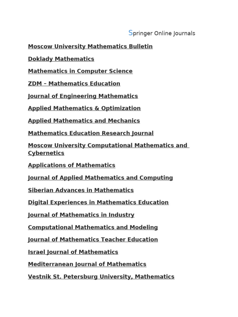 Springer Online Journals | PDF | Mathematics | Applied Mathematics