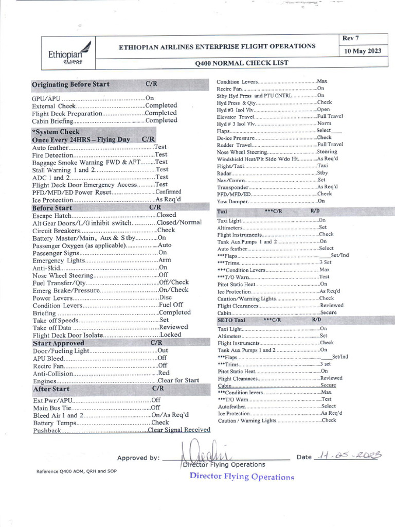 Q400 Normal Checklist Rev. 7 | PDF