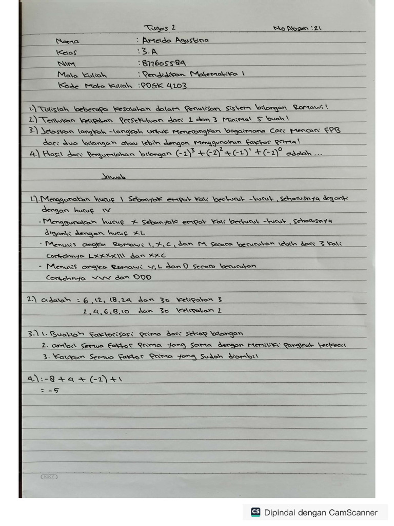 Tugas 2 Amelda Agustina Pendidikan Matematika 1 | PDF