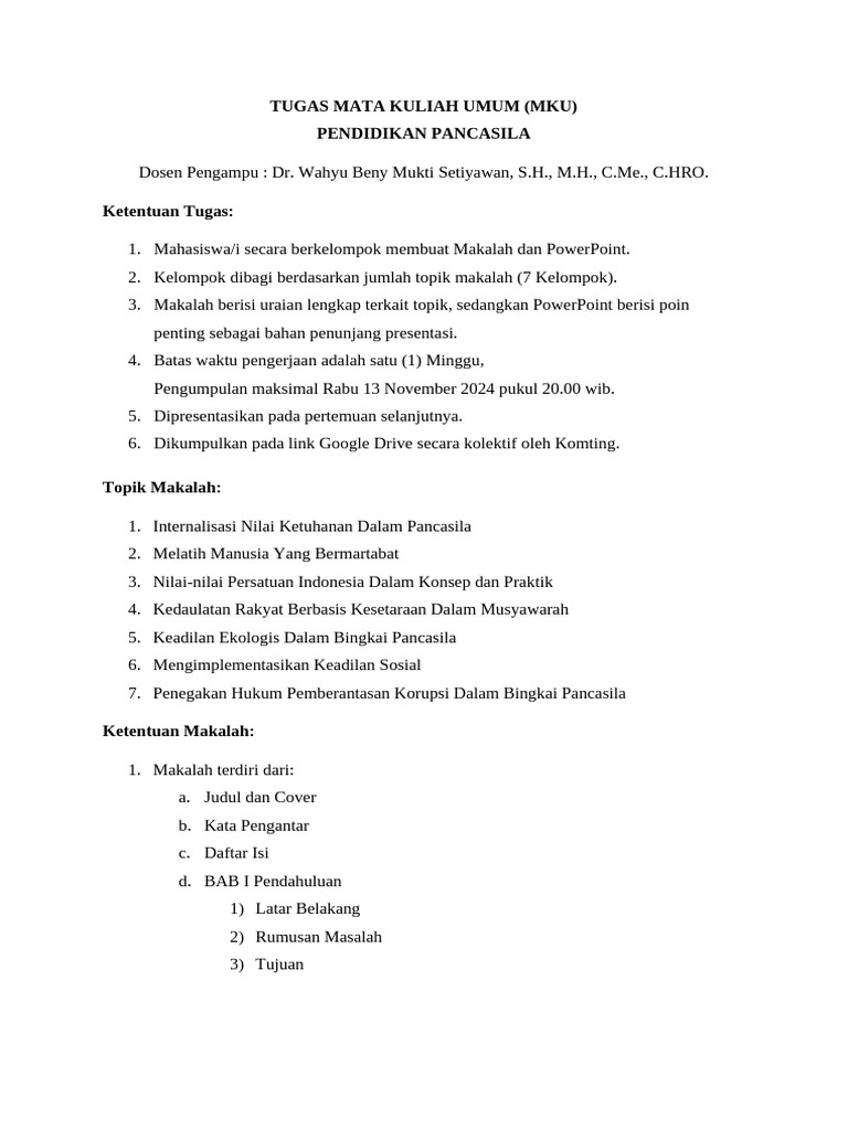 Tugas Mku Pancasila | PDF