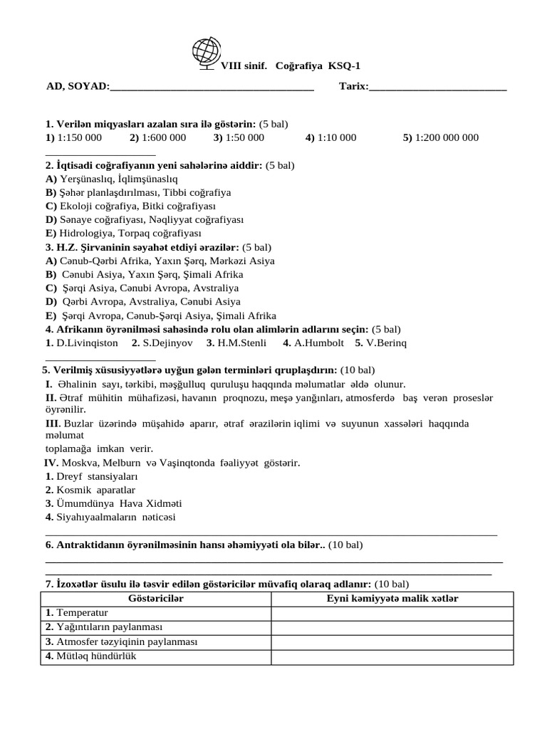8-Ci Sinif ksq1 | PDF