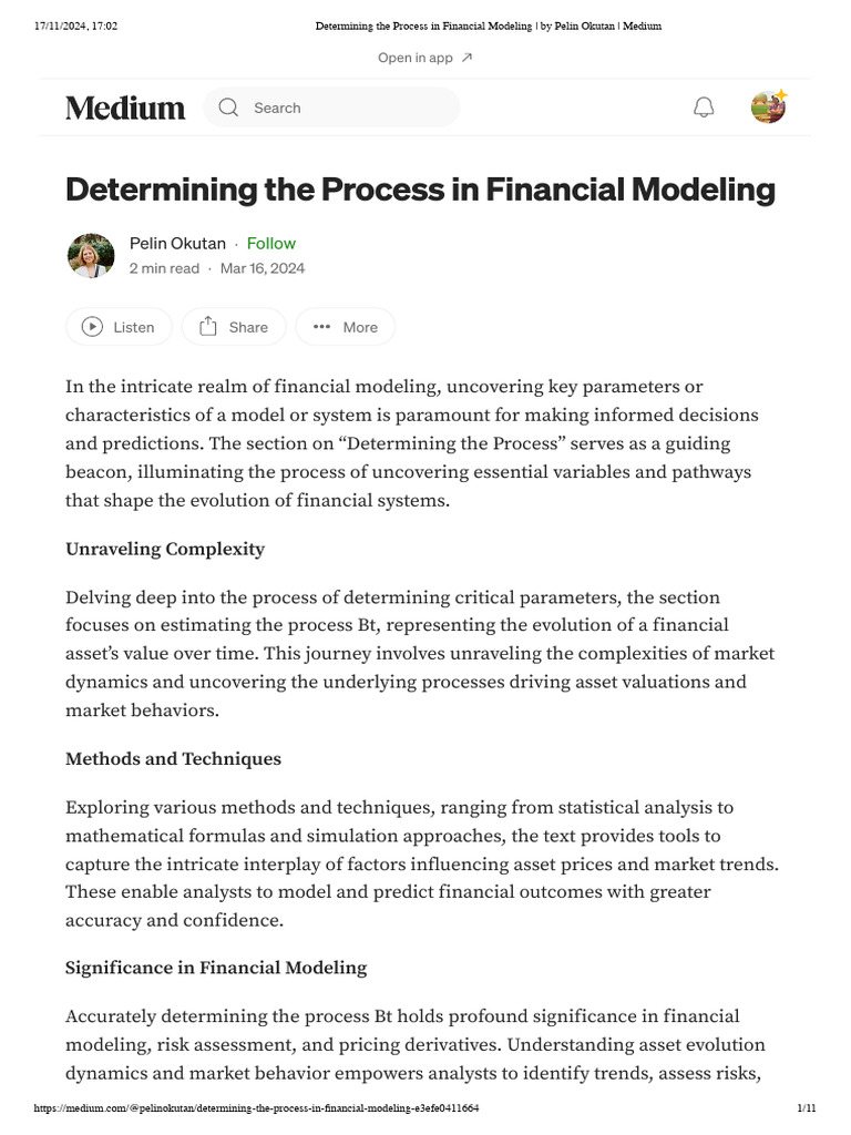 Determining The Process in Financial Modeling - by Pelin Okutan ...