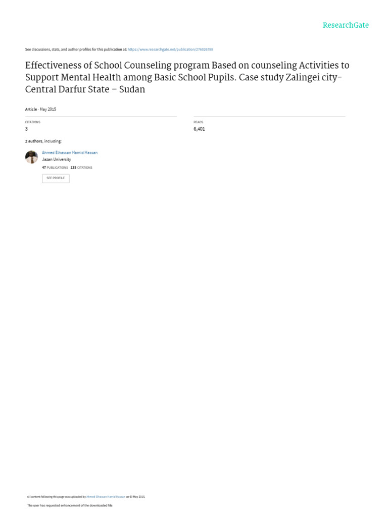 Effectiveness of School Counseling Program Based On Counseling ...