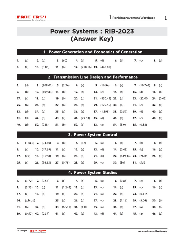 RIB Power System EE 2023 Key | PDF