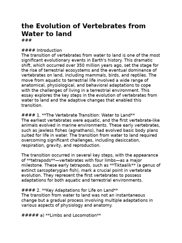 Evolution of Vertebrates to Land | PDF | Vertebrates | Fish