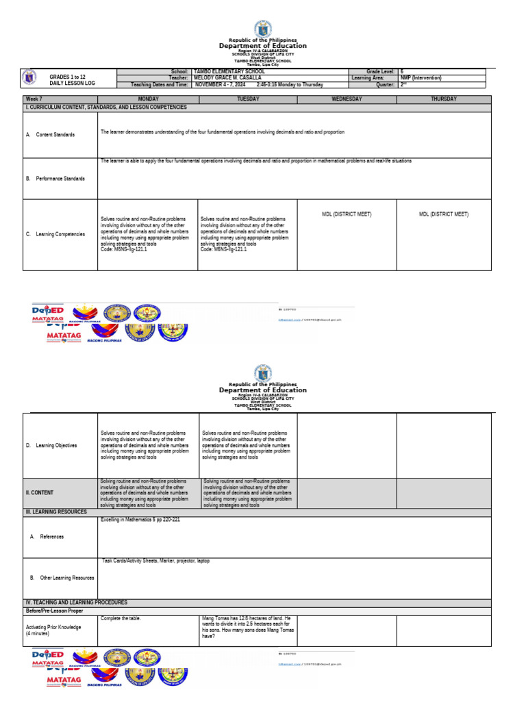 Grade-5-NMP-Quarter-2-Week-7 Intervention | PDF | Learning | Cognitive ...