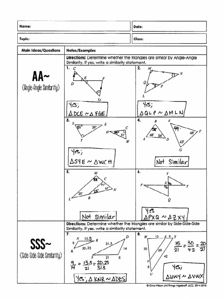 Day 1 - HW KEY - Proving Triangles Similar | PDF