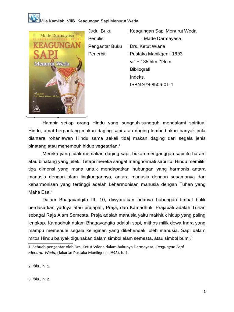 Sapi Dalam Weda | PDF