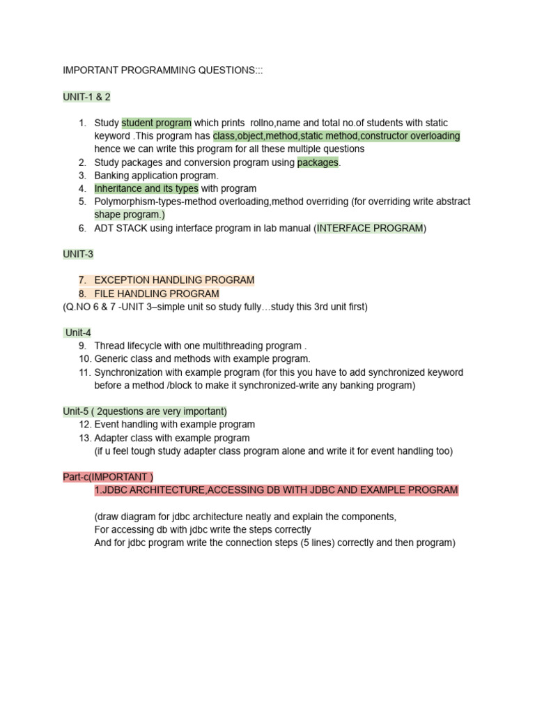 Important Programming Questions | PDF | Art | Computers