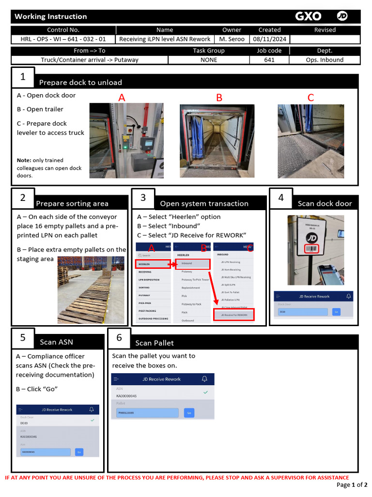 HRL - OPS - WI - 641 - 032 - 01 - Receiving iLPN Level ASN Rework | PDF ...