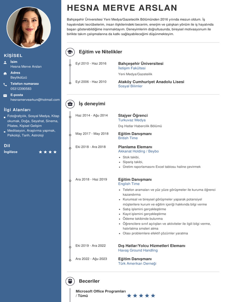 CV Hesna Merve Arslan | PDF