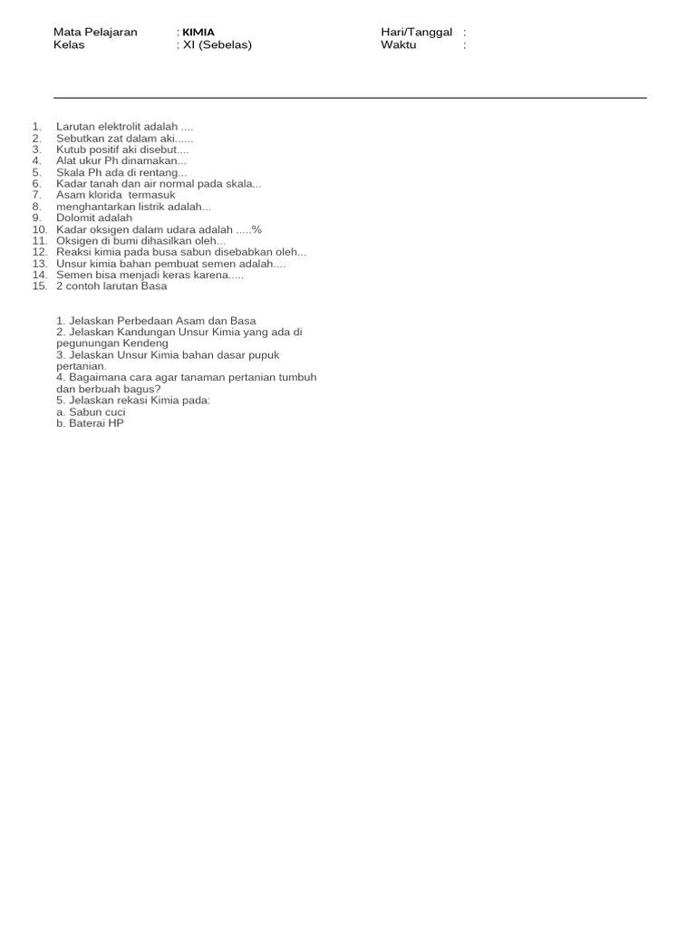 Uts Pas Kelas Xi Maret 2023 | PDF | Sains & Matematika