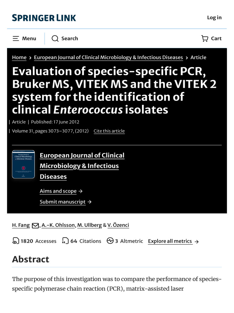 Evaluation of Species-Speci1c PCR, Bruker MS, VITEK MS and The VITEK 2 System For The ...