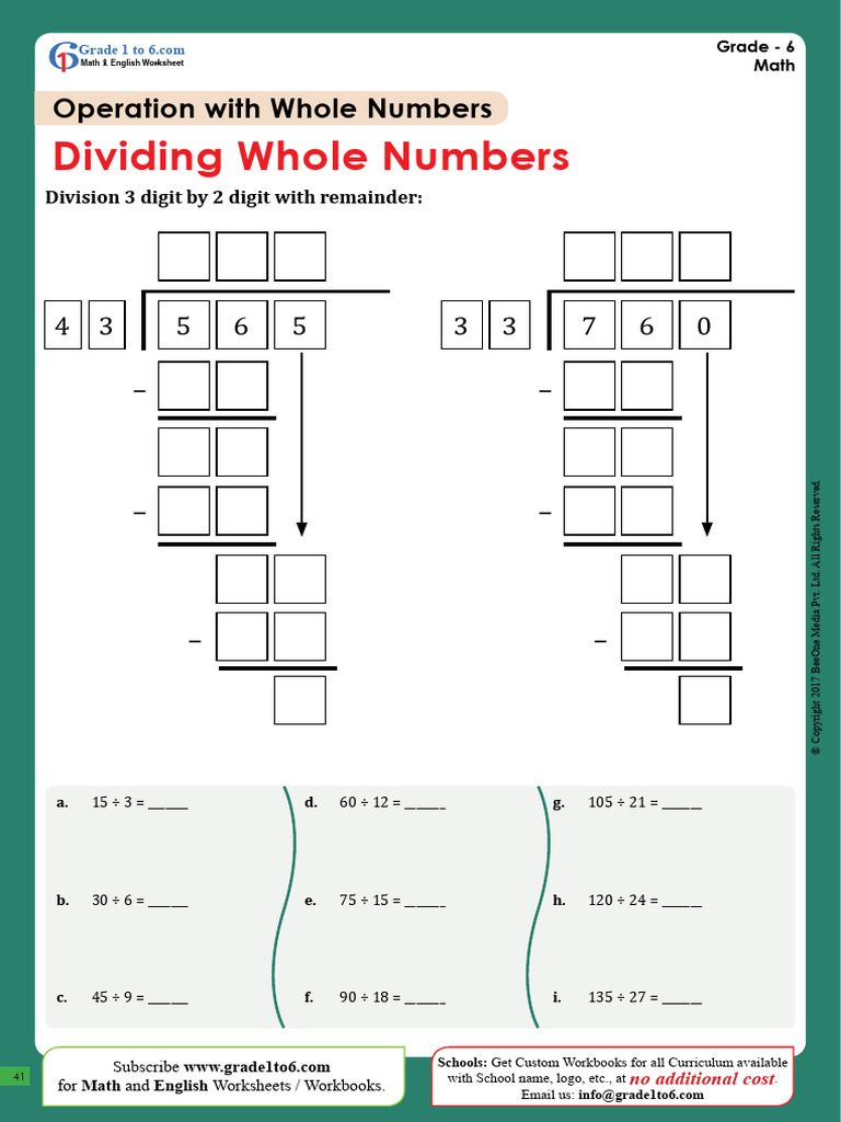 Dividing Whole Numbers | PDF