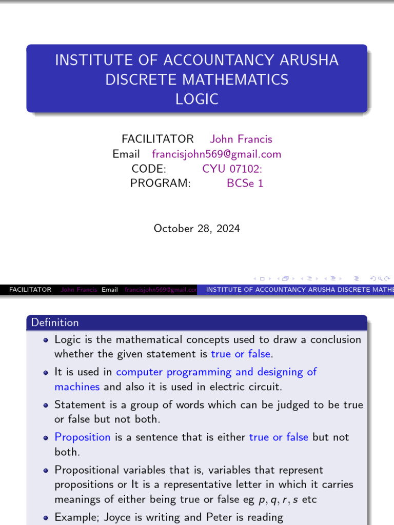 Logic (1) - 241105 - 075033 | PDF | Argument | Logic