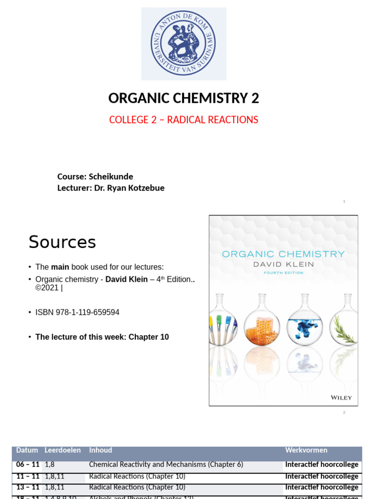 COLLEGE 2 - Radical Reactions | PDF | Radical (Chemistry) | Chemistry