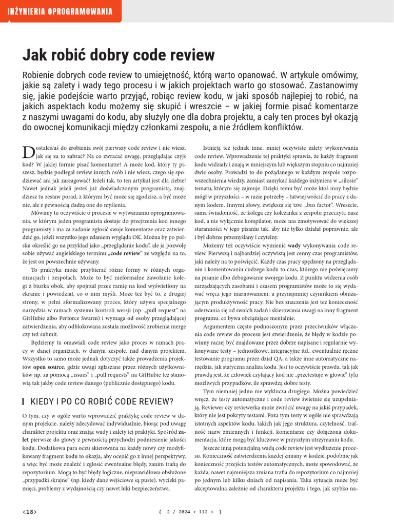 Programista 112 Code Review | PDF