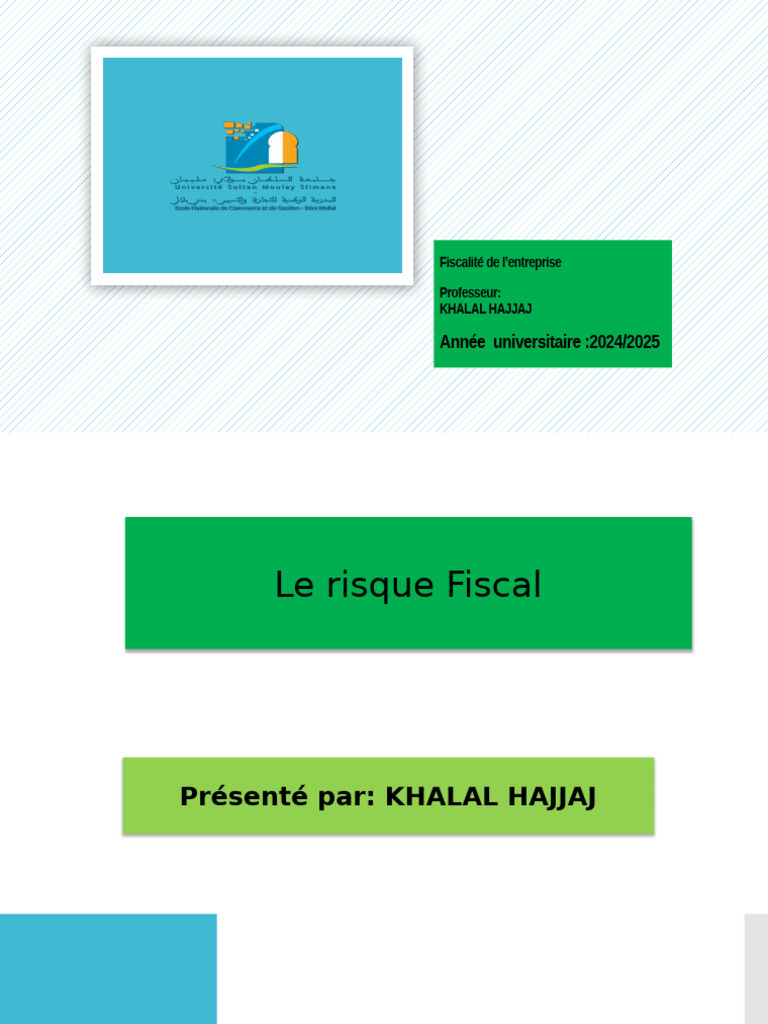Le Risque Fiscal 2024 | PDF | Risque | Impôts