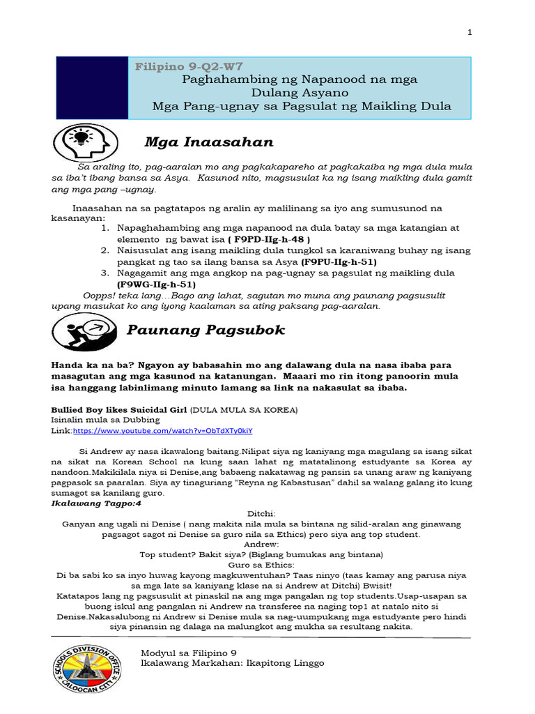 Filipino 9 Q2 Week 7 | PDF