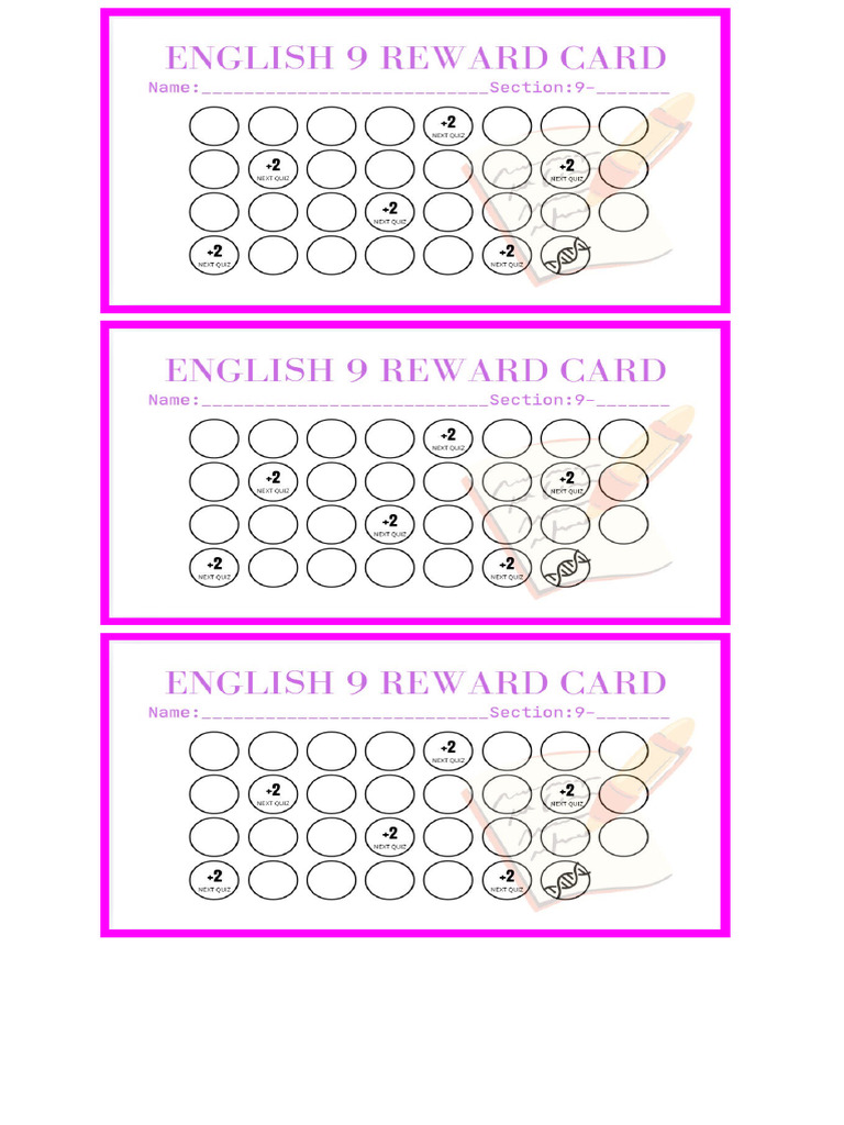 Reward Card Second Quarter | PDF