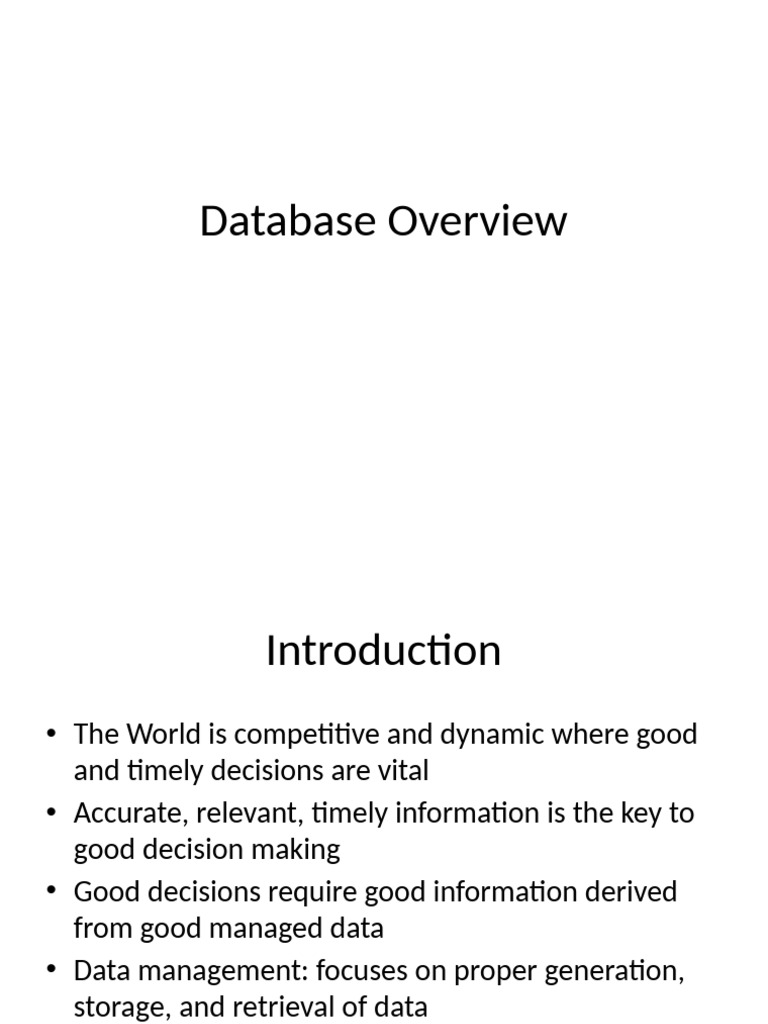 DBS 1 Overview of DBS and ERD 2024 B | PDF | Databases | Database Design