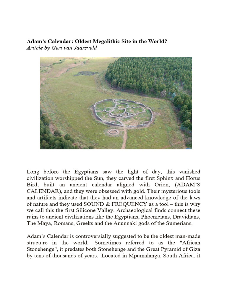 Adam's Calendar: Ancient Megalithic Site | PDF | Stonehenge