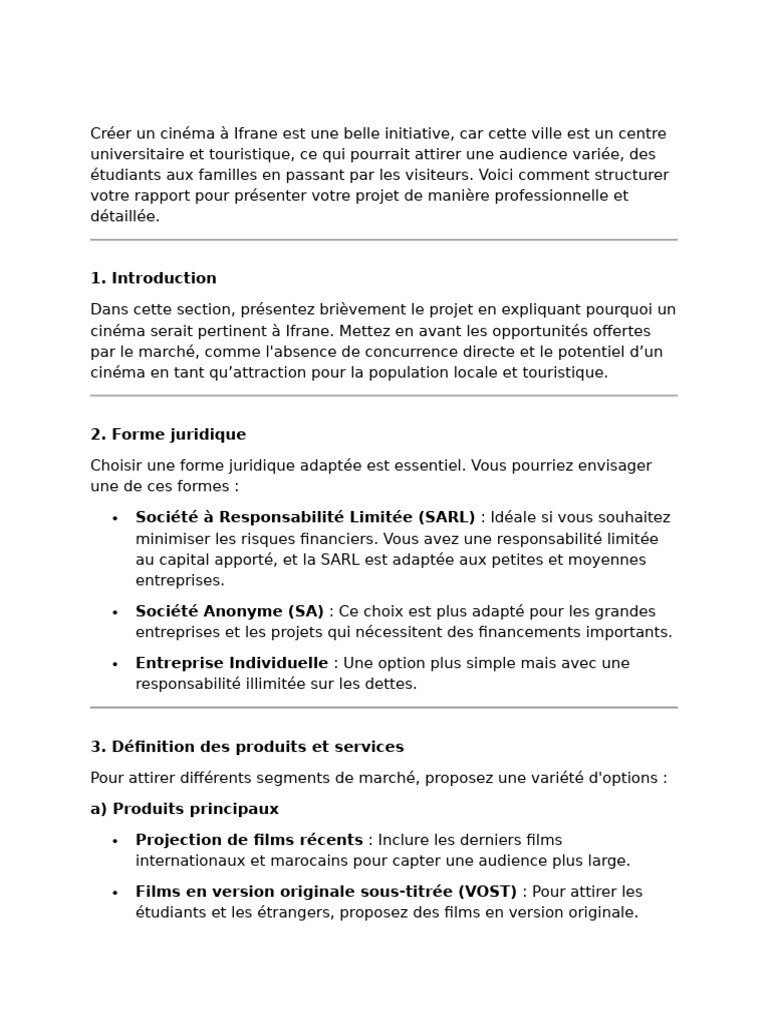 Projet de Cinéma à Ifrane | PDF | Publicité | Réseaux sociaux