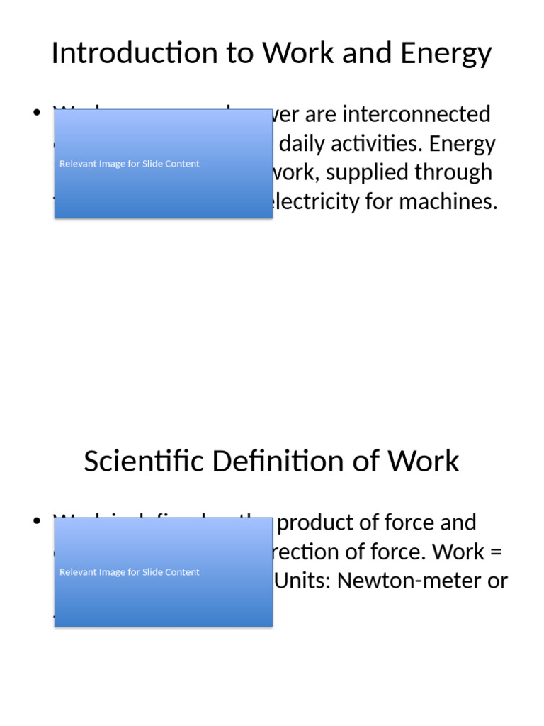 Work and Energy Presentation With Basic Placeholders | PDF | Kinetic ...
