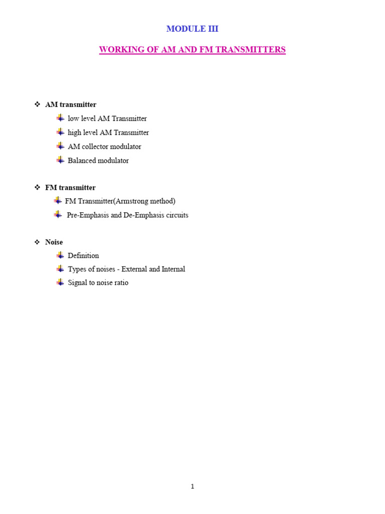 Pec - Module Iii - Rev 21 2024-25-Aka | PDF | Frequency Modulation | Transmitter