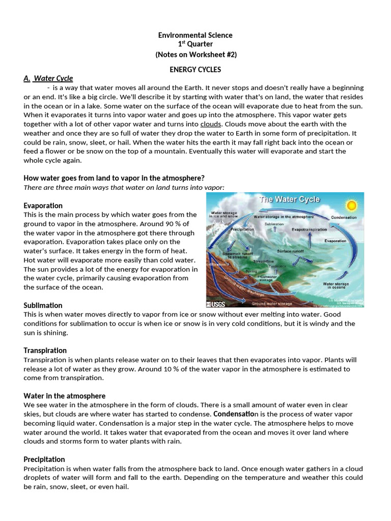 1st Q ES 2 Energy Cycles | PDF | Rock (Geology) | Cellular Respiration