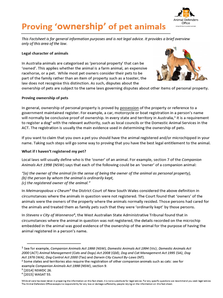 Proving Ownership of Pet Animals | PDF | Pet | Property
