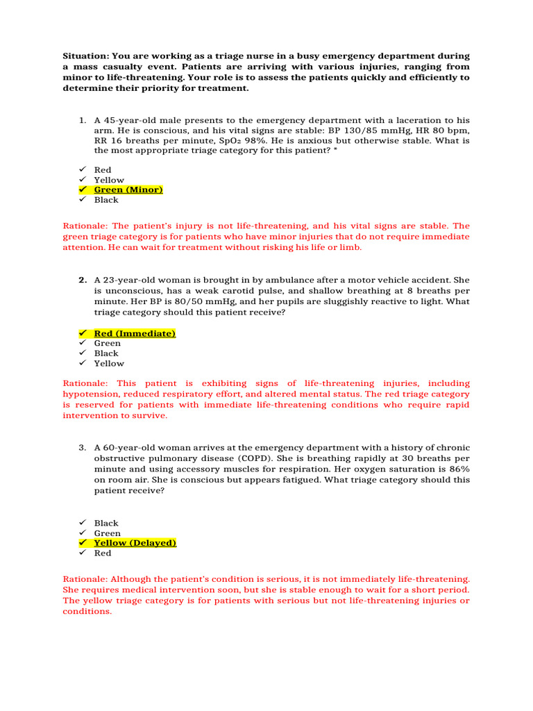 Emergency Nursing Quiz Compilation | PDF | Emergency Department | Breathing