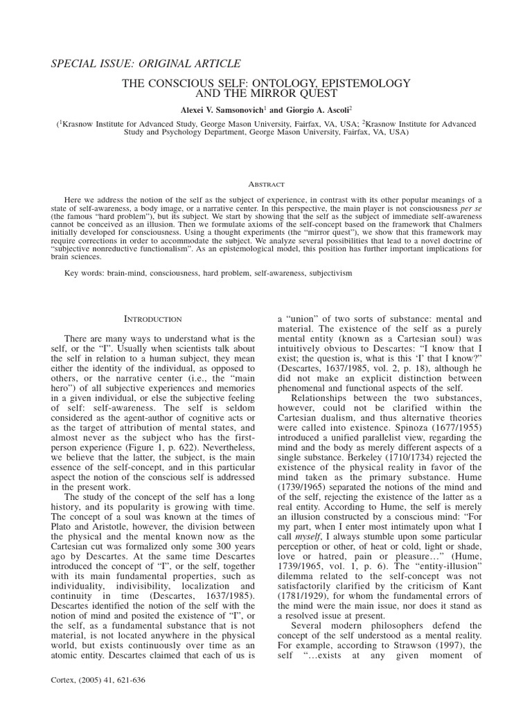 Alexei V. Samsonovich & Giorgio A. Ascoli (2005) - The Conscious Self ...