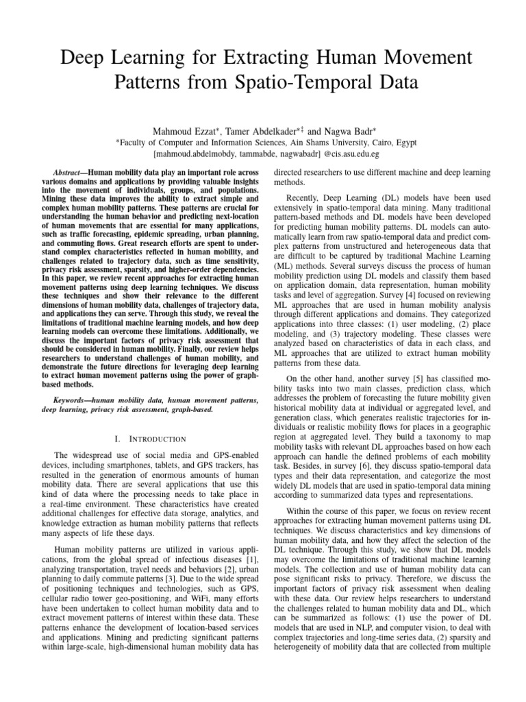 Deep Learning For Extracting Human Movement Patterns From Spatio-Temporal Data | PDF ...