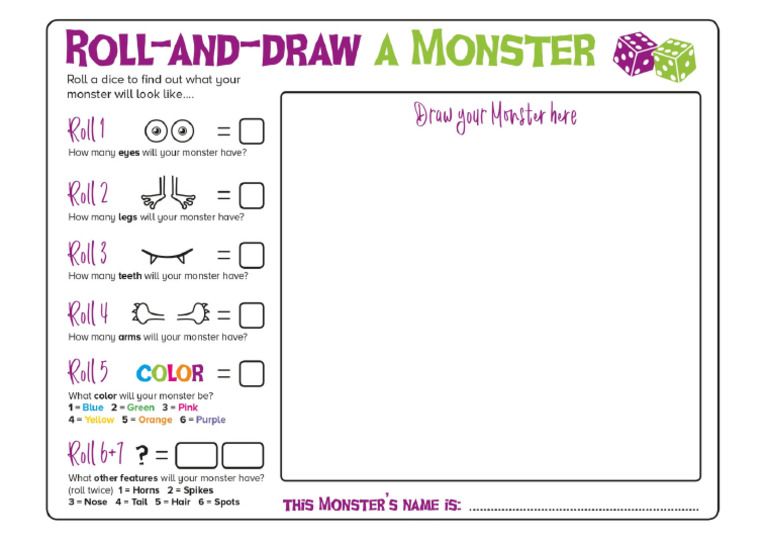 Roll and Draw A Monster | PDF