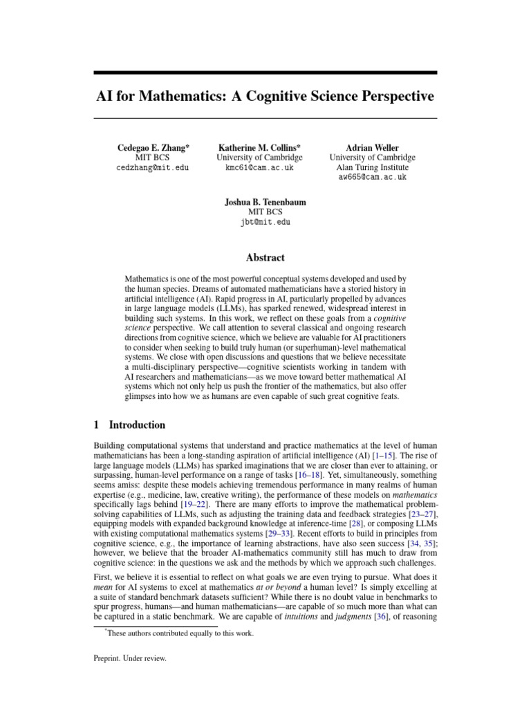 AI For Mathematics A Cognitive Science Perspective | PDF | Artificial Intelligence ...