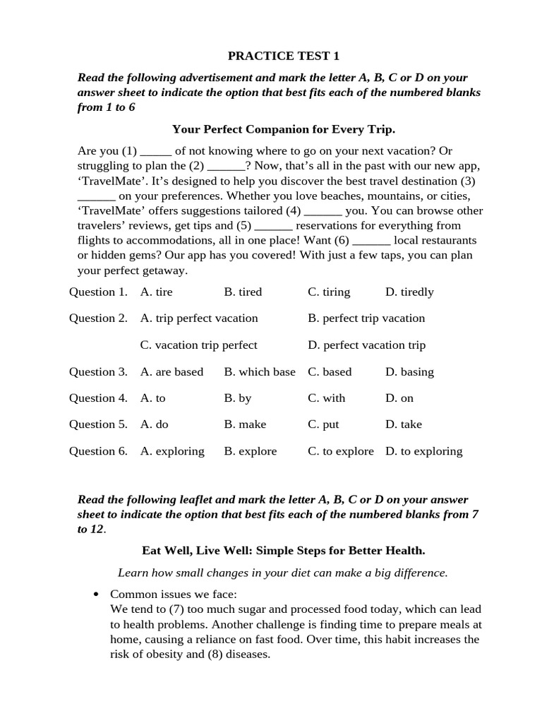 PRACTICE TEST 1 | PDF | Mass Media | Newspapers
