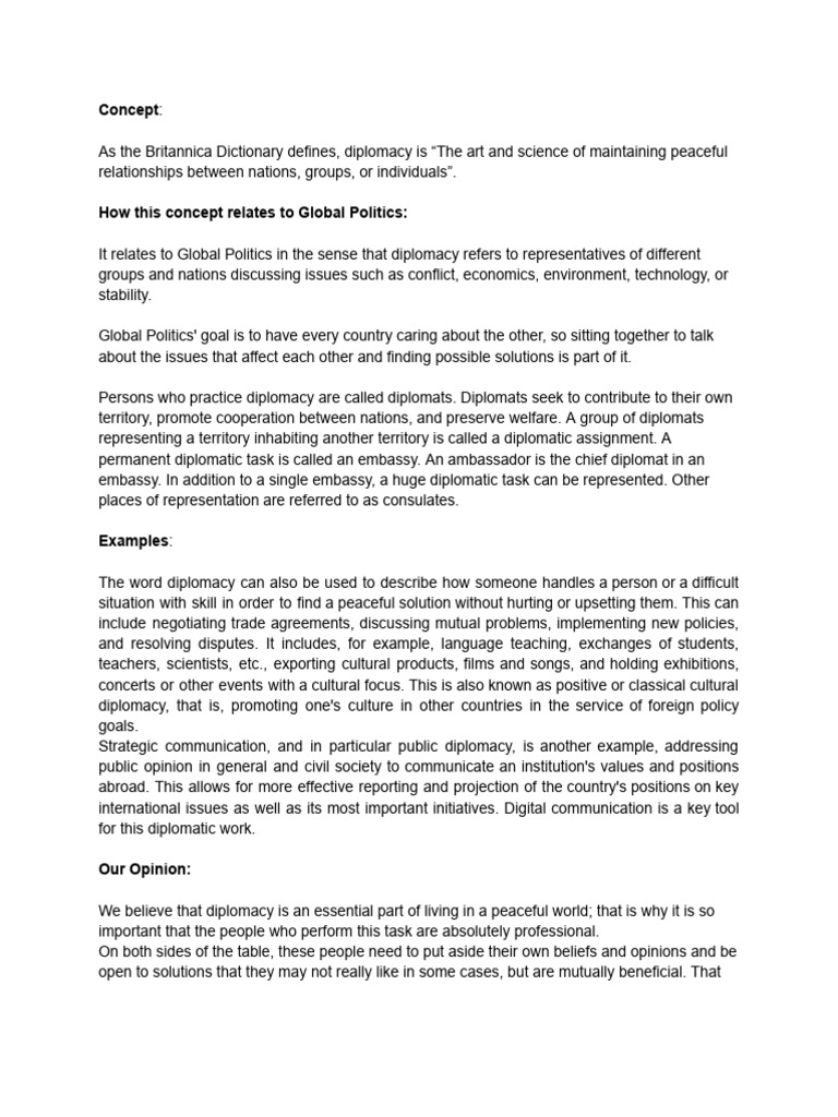 Explaining Diplomacy | PDF | Diplomacy | Diplomatic Mission