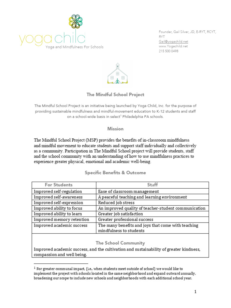 Yoga Childs Mindful School Project Overview August 2016 | PDF ...