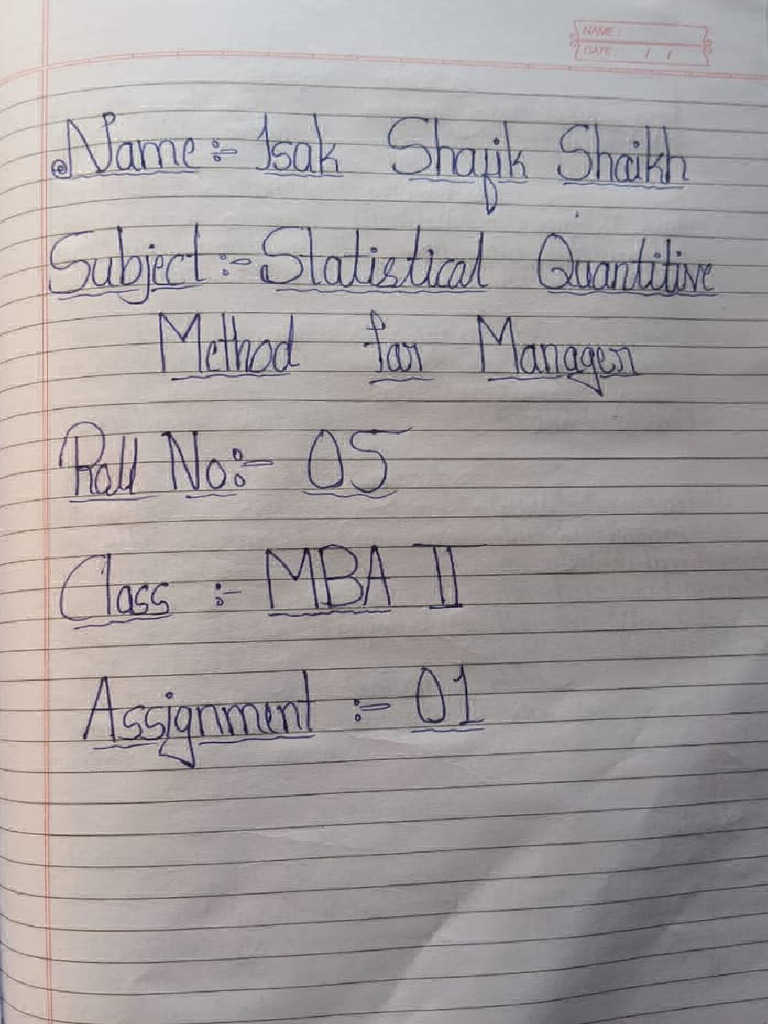 SQMM Sem 3 Assignment 1 | PDF SQMM Sem 3 Assignment 1 | PDF