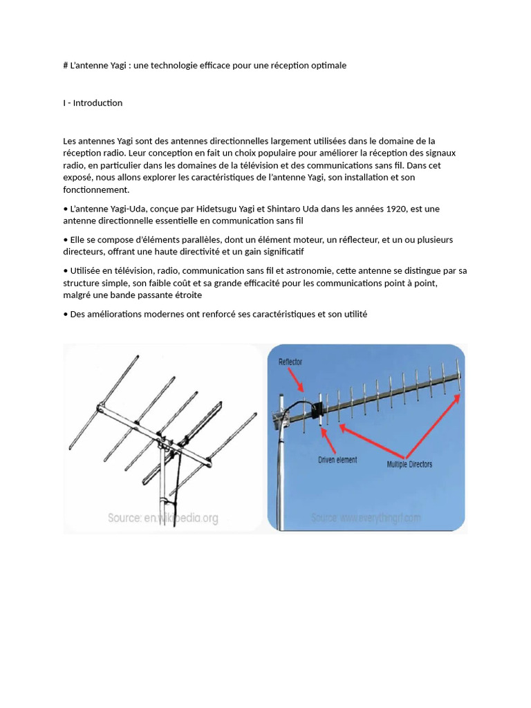Antenne Yagi : Guide d'installation et fonctionnement | PDF | Antenne ...