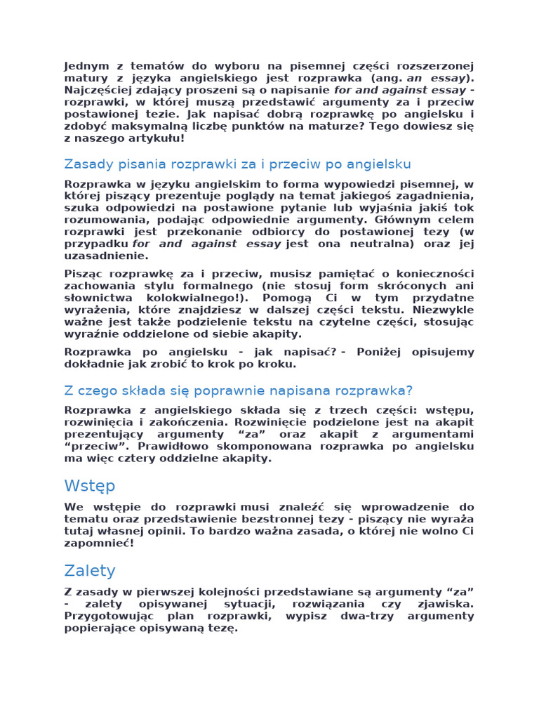 Rozprawka Maturalna | PDF