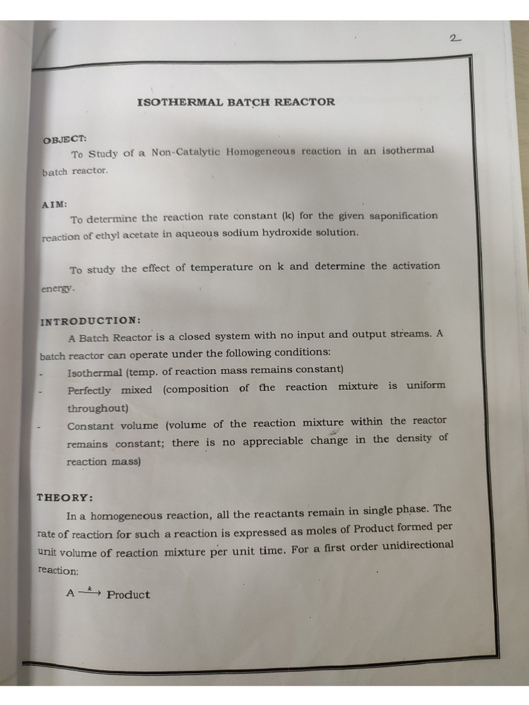 Isothermal Batch Reactor | PDF