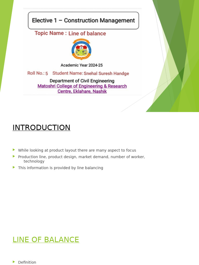 Line of Balance in Construction Management | PDF