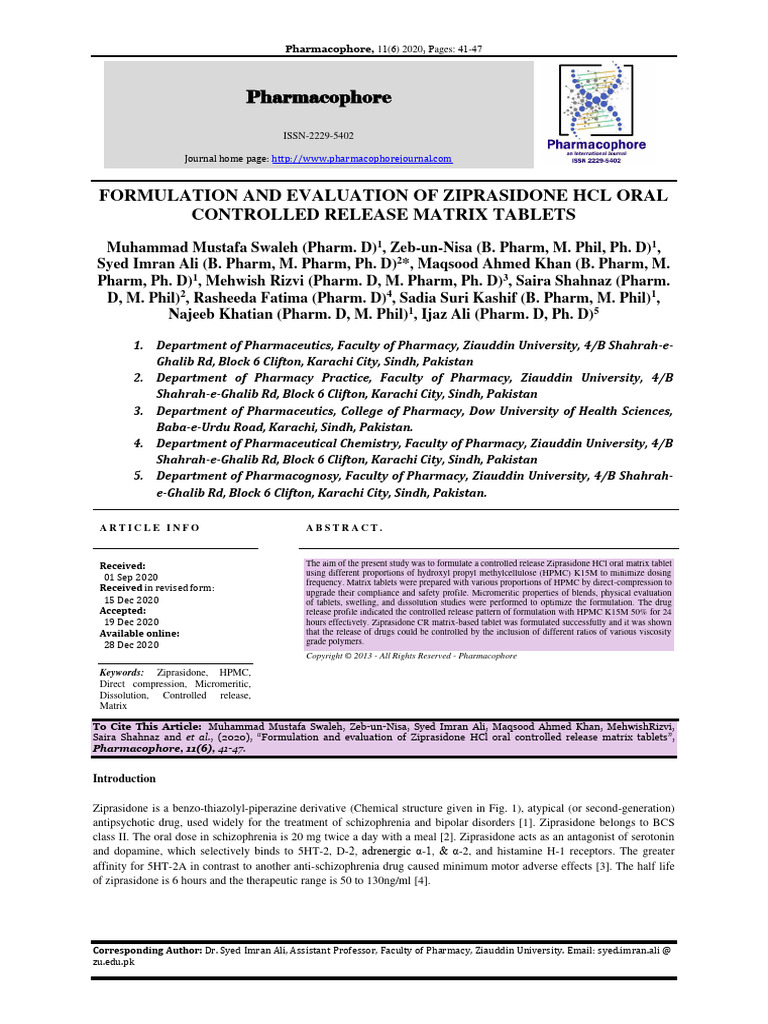 Published Paper in Pharmaco Phore | PDF | Pharmaceutical Formulation | Tablet (Pharmacy)