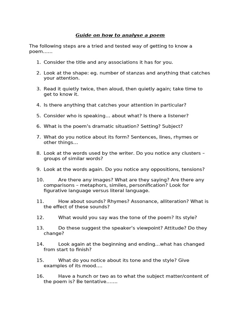 How to Analyze a Poem: A Step-by-Step Guide | PDF | Poetry | Rhyme