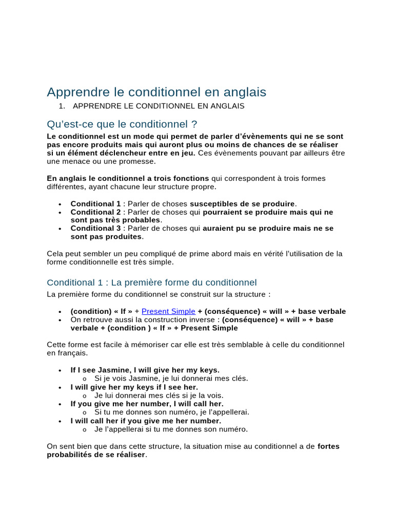 Apprendre le conditionnel en anglais | PDF | Typologie linguistique ...