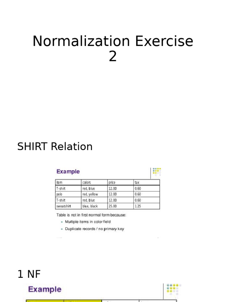 Normalization Exercise 2 | PDF
